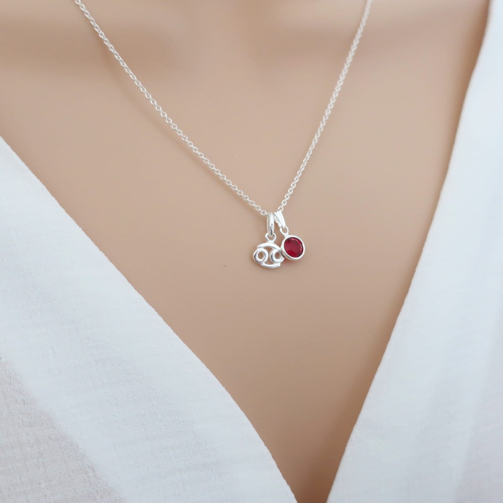 Sterling Silver Cancer Pendant Necklace, Zodiac Star Sign Horoscope ...