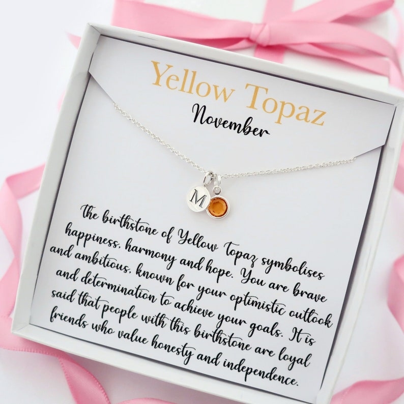 November Birthstone Necklace Sterling Silver Personalised - Etsy UK