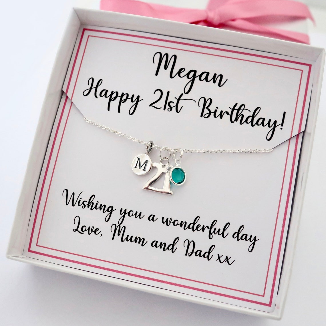 21st Birthday Necklace, 21st Birthday Gift for Her, Initial Necklace ...