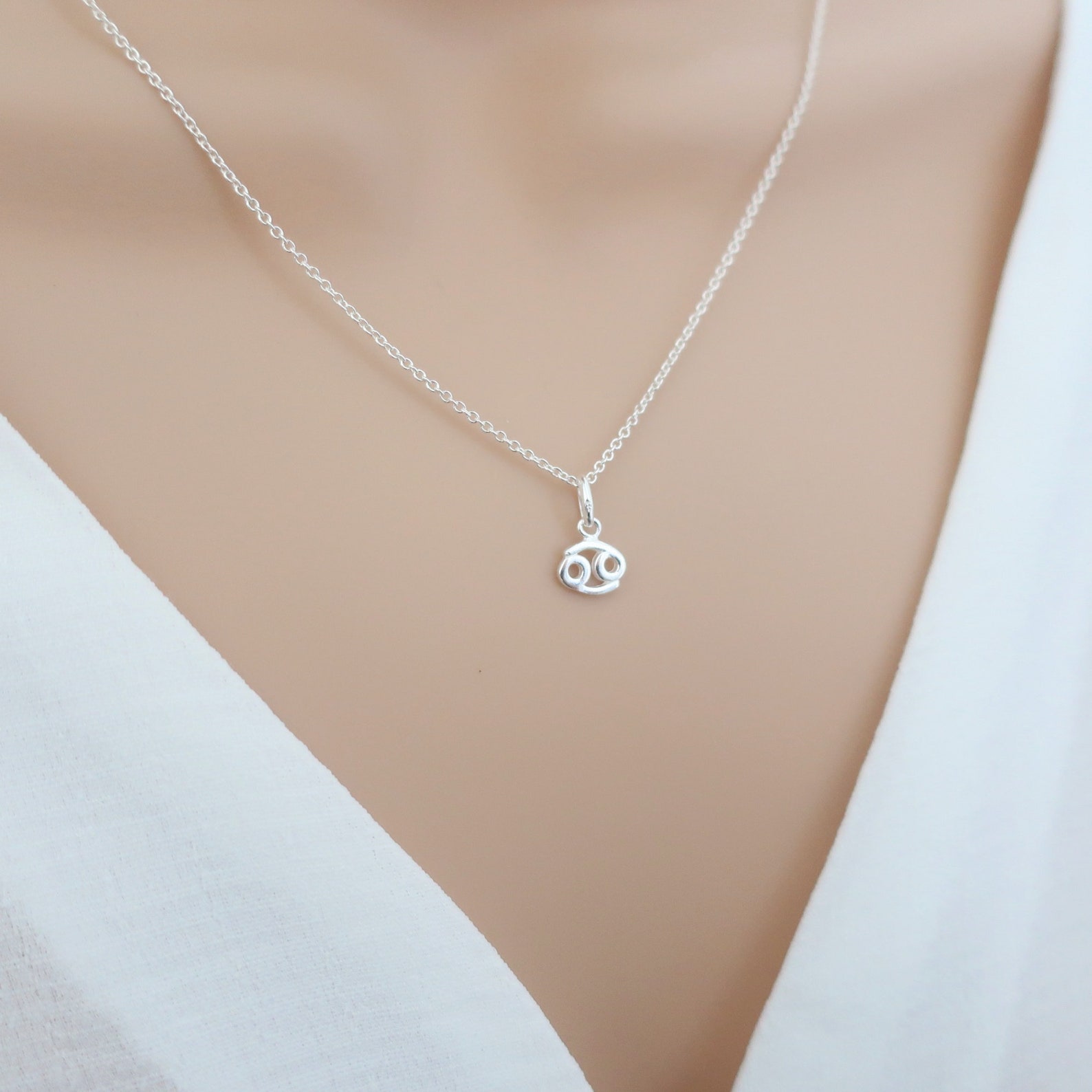 Sterling Silver Cancer Pendant Necklace, Zodiac Star Sign Horoscope ...