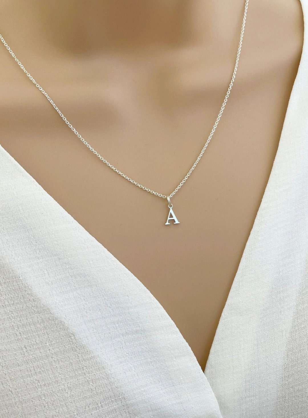 Initial Necklace Sterling Silver, Silver Layered Initial Personalised ...