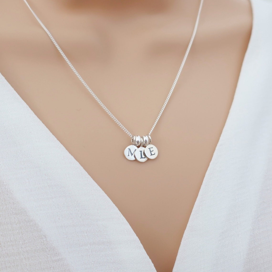 Sterling Silver Initial Necklace 2 3 4 Two Three Four - Etsy UK