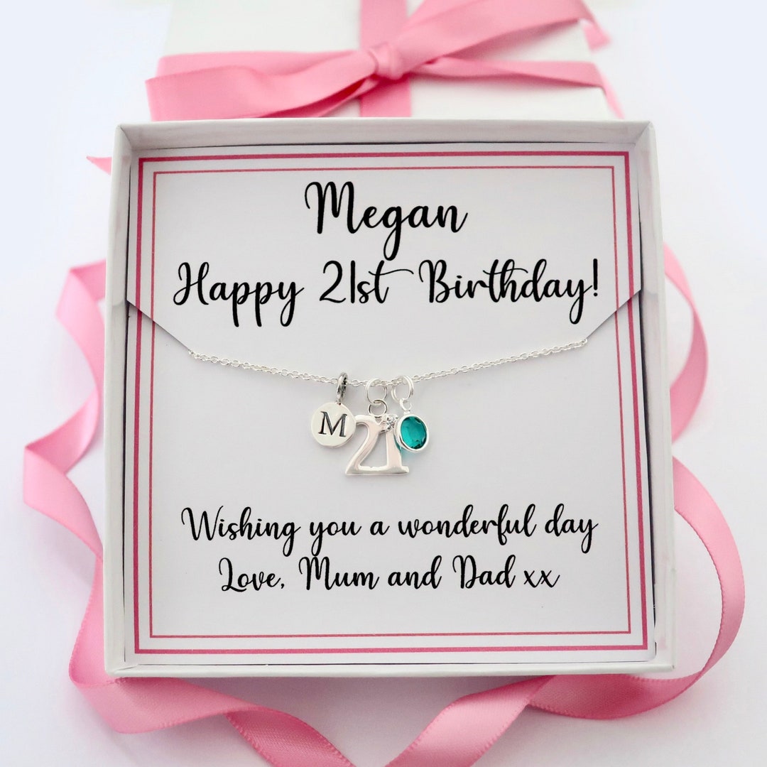 21st Birthday Necklace, 21st Birthday Gift for Her, Initial Necklace ...