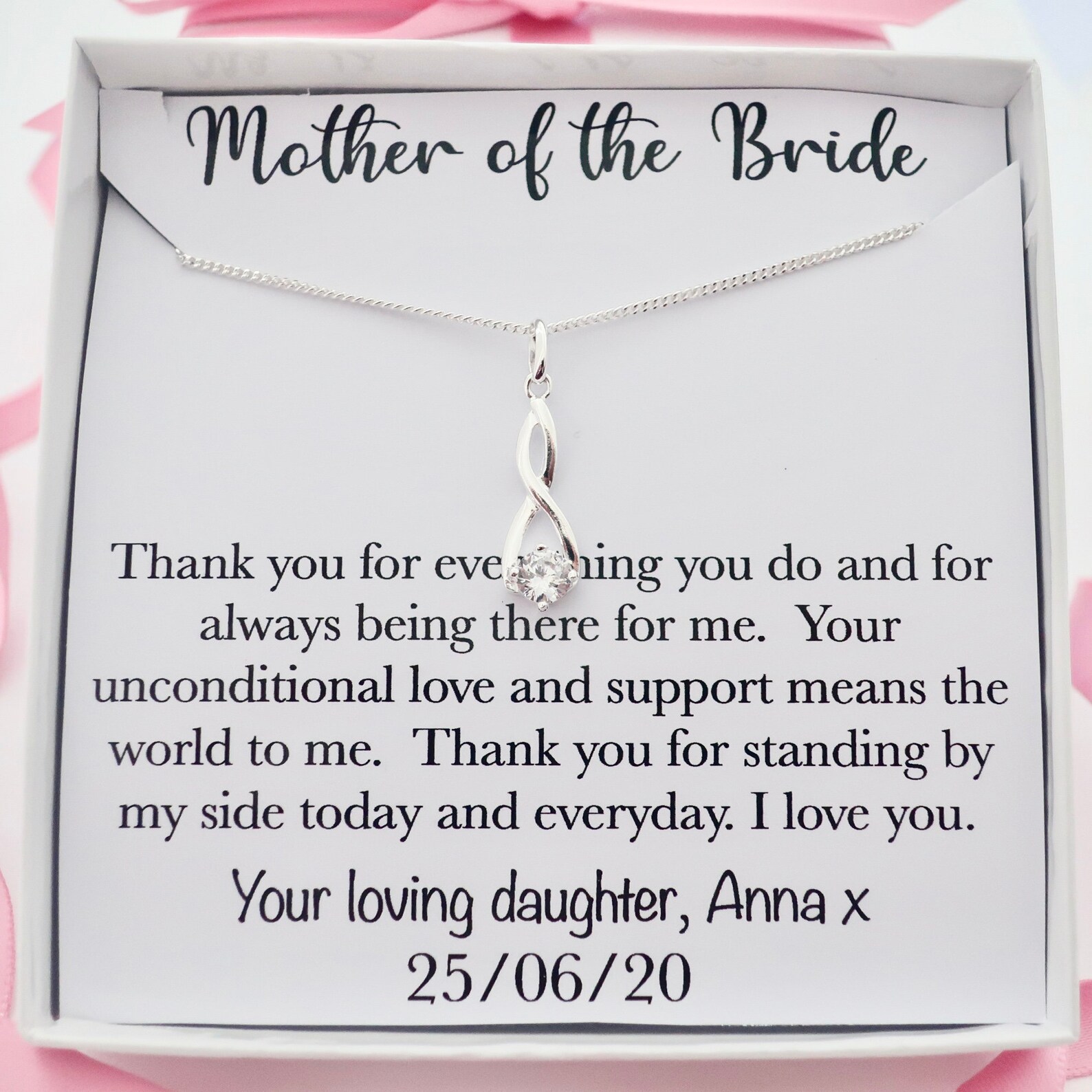 Mother of the Bride Necklace Jewelry Gift From Daughter Bride | Etsy