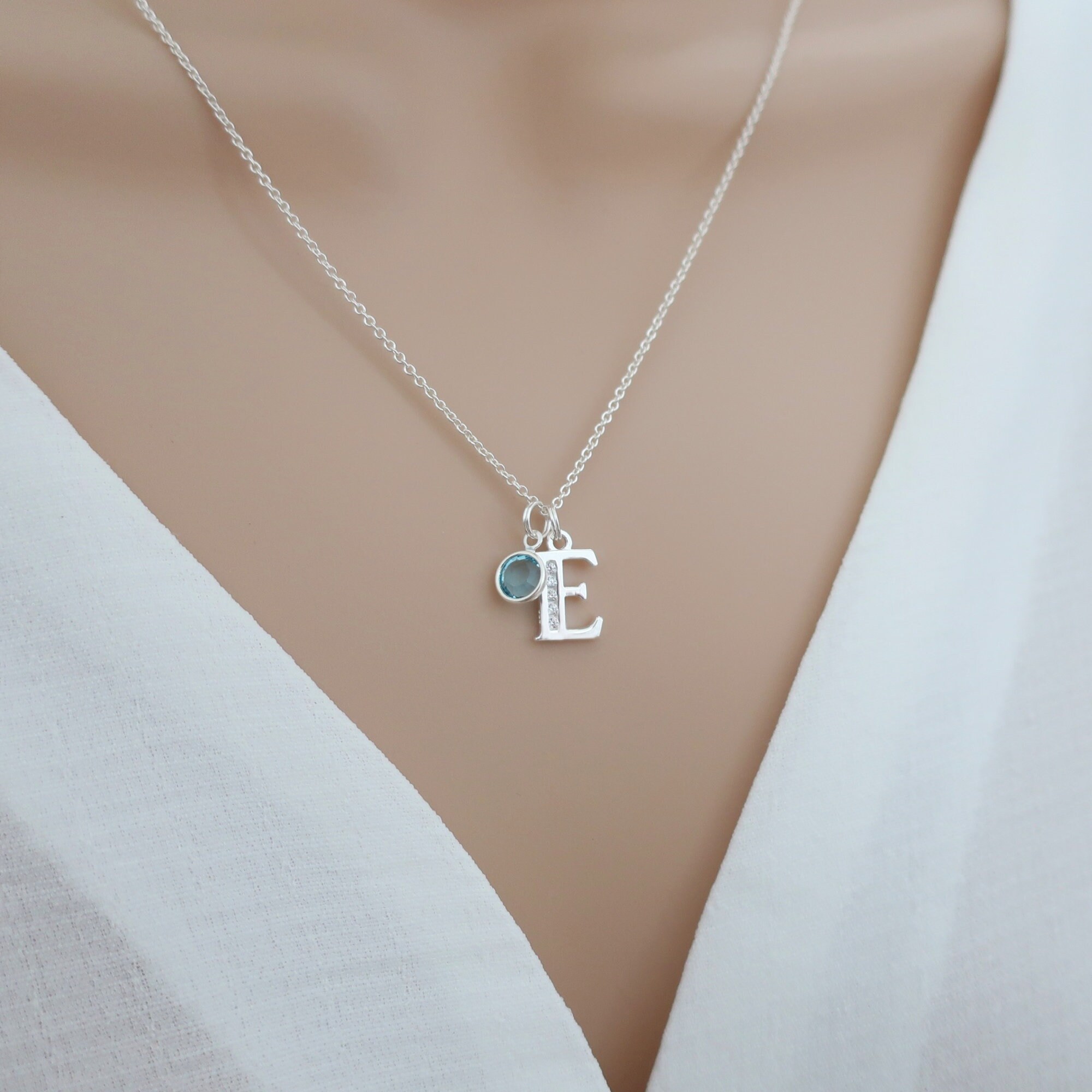 March Birthstone Necklace Jewellery Sterling Silver | Etsy