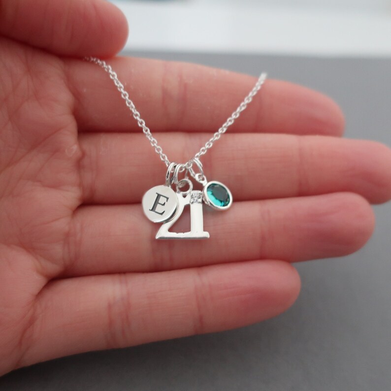 21st Birthday Necklace, 21st Birthday Gift for Her, Initial Necklace ...