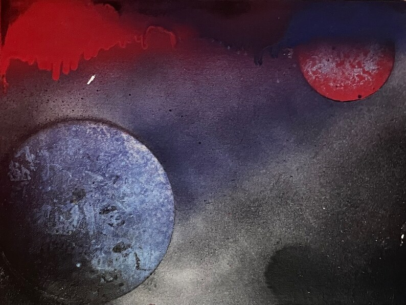 Custom Planet Painting Red and Blue - Etsy