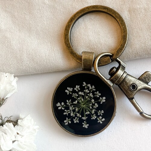 Pressed Flower Keychain Queen Anne's Lace Gift Floral | Etsy