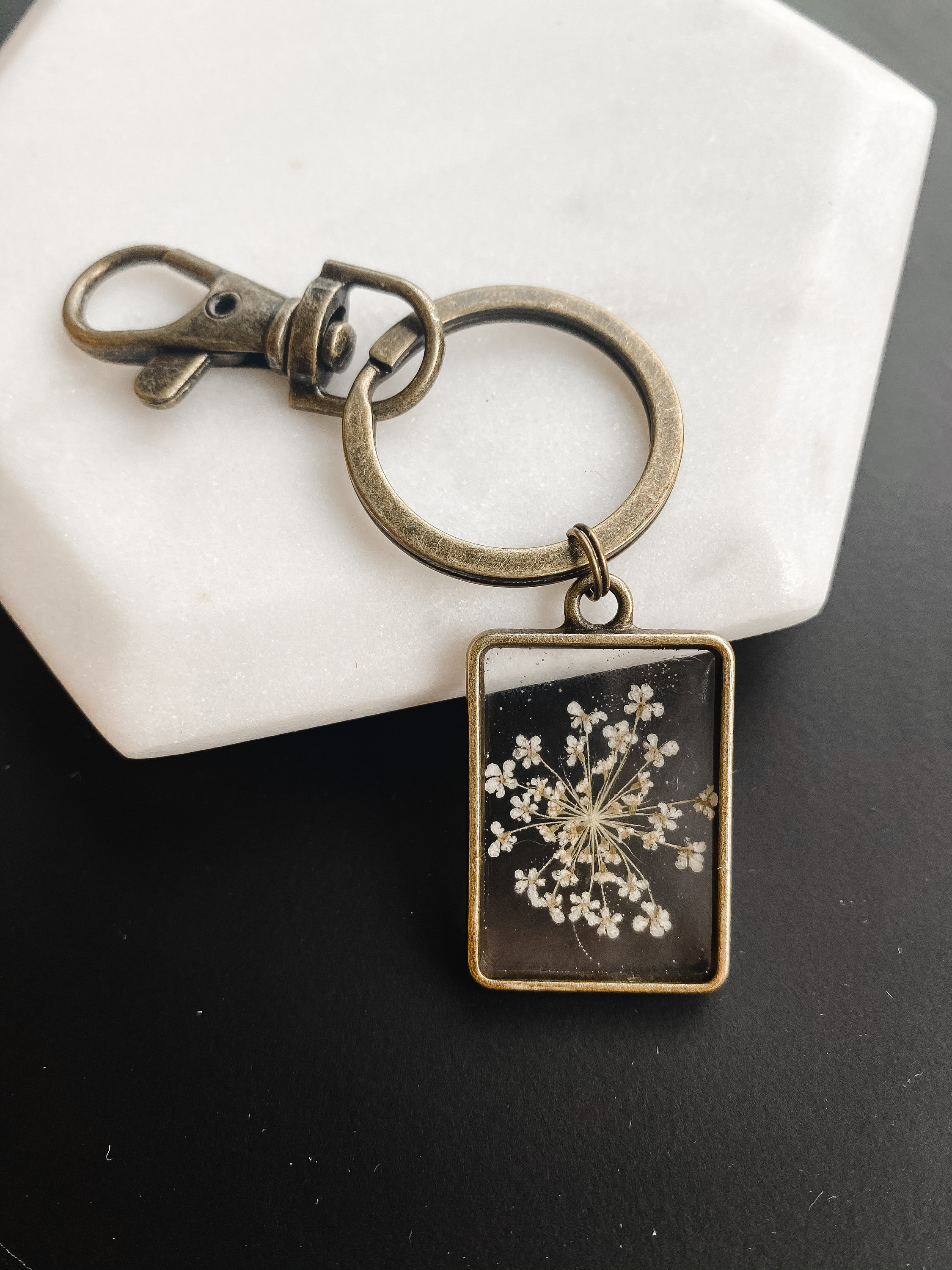 Pressed Flower Keychain Queen Anne's Lace Gift Floral - Etsy