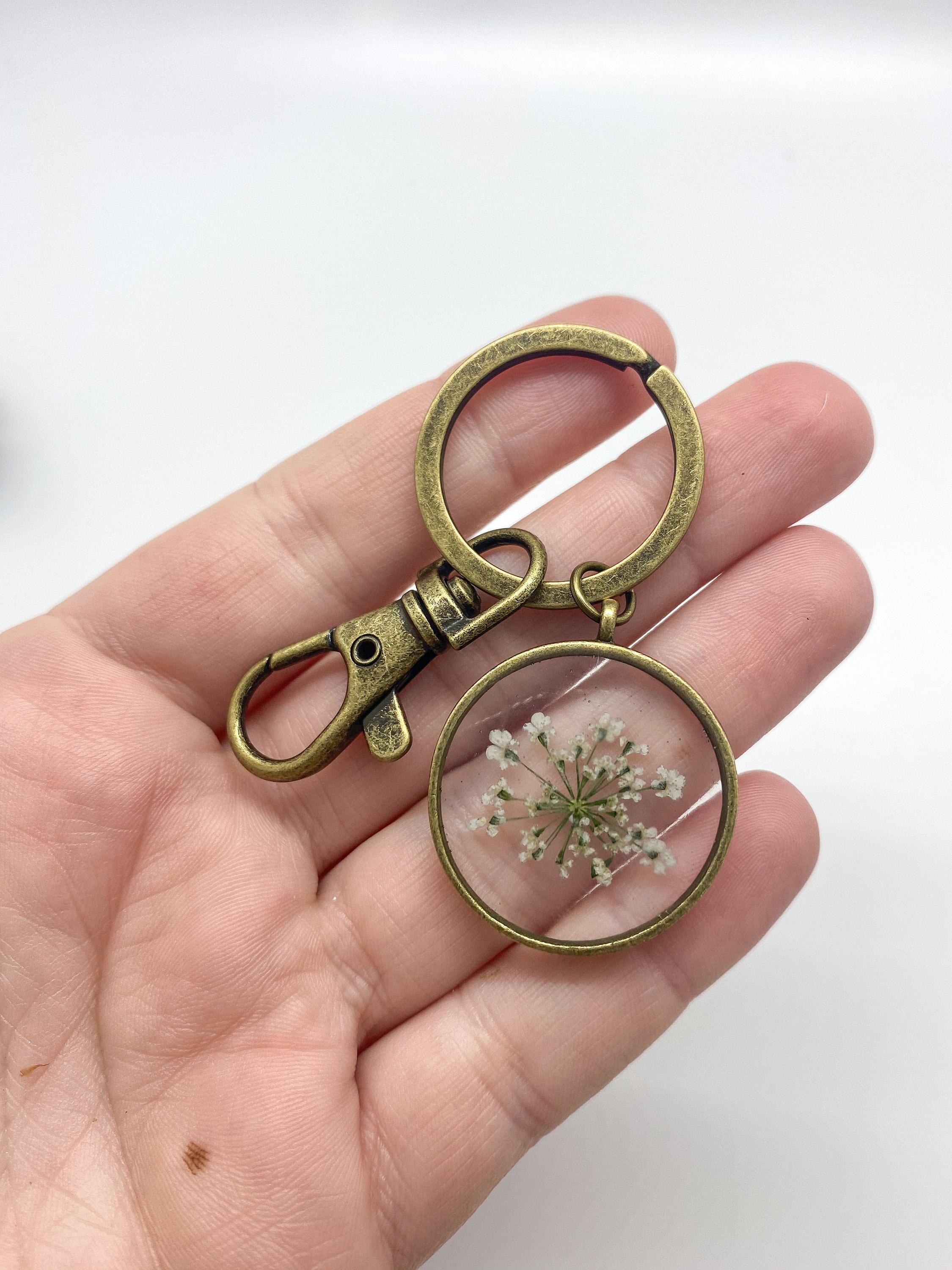 Pressed Flower Keychain Queen Anne's Lace Gift Floral | Etsy
