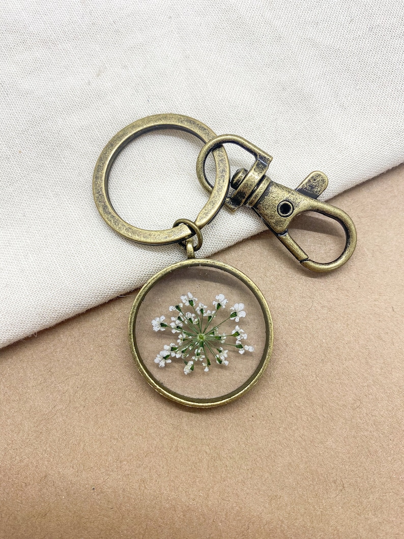 Pressed Flower Keychain Queen Anne's Lace Gift Floral - Etsy