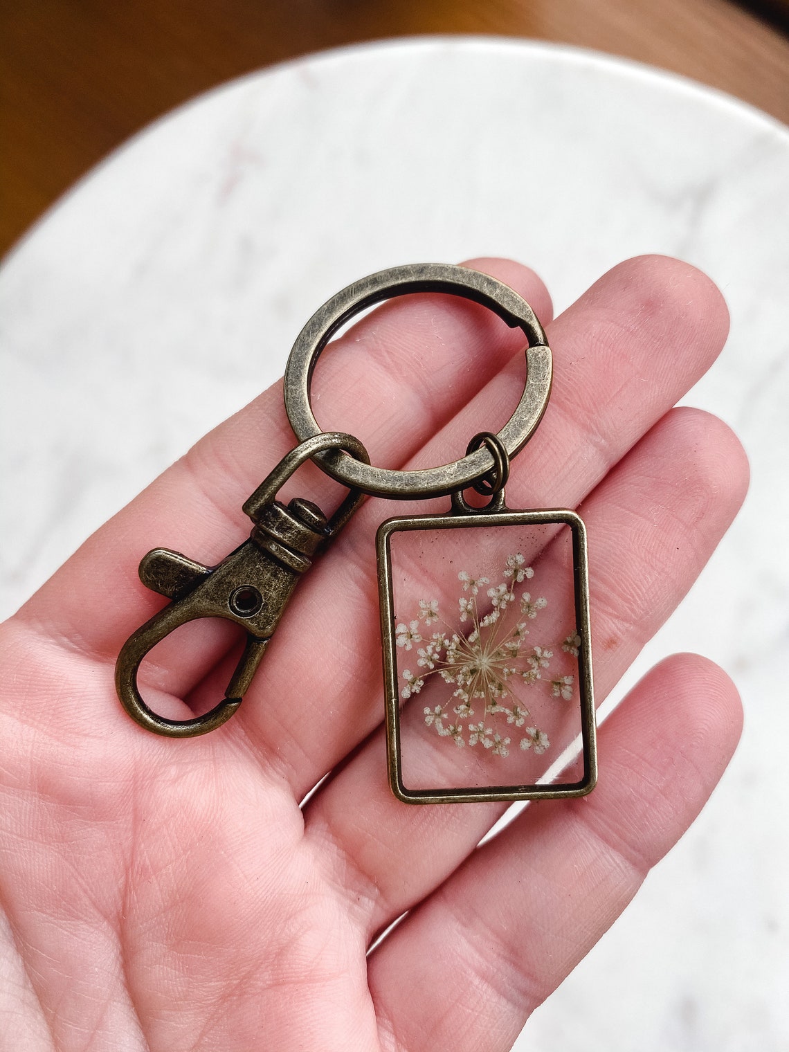 Pressed Flower Keychain Queen Anne's Lace Gift Floral - Etsy