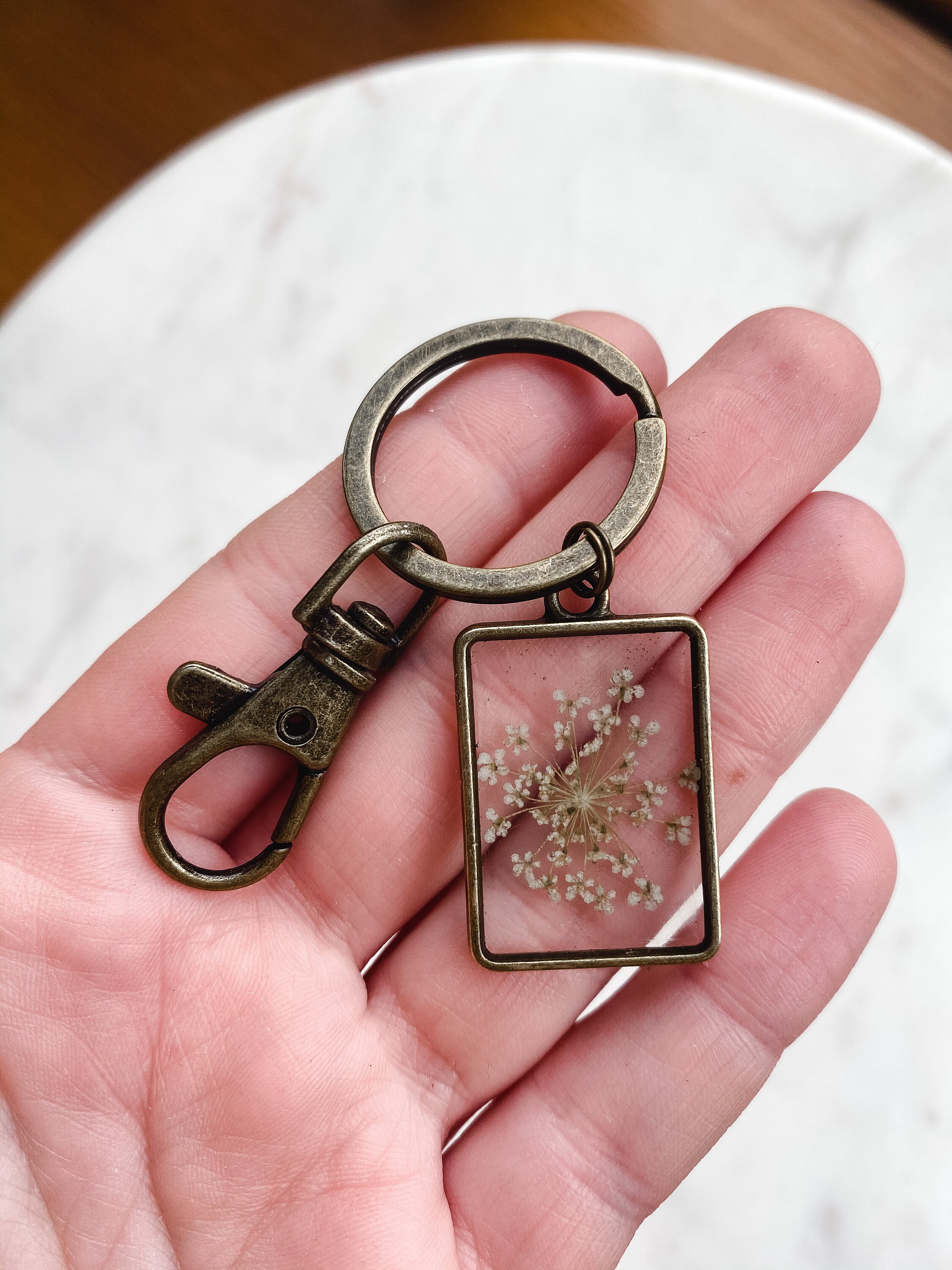 Pressed Flower Keychain Queen Anne's Lace Gift Floral - Etsy