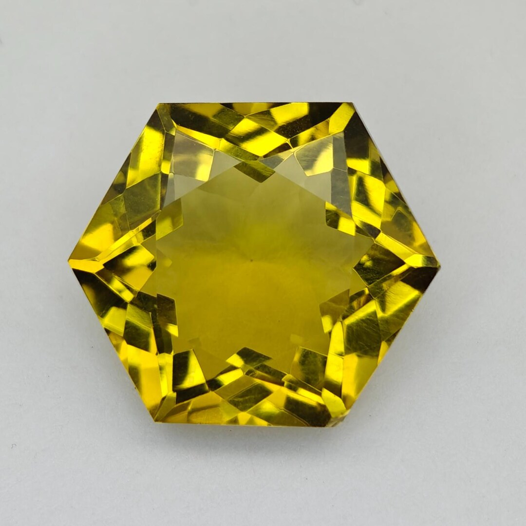14.90 Carat Natural Yellow Quartz Stone, Yellow Quartz Stone Hexagon ...