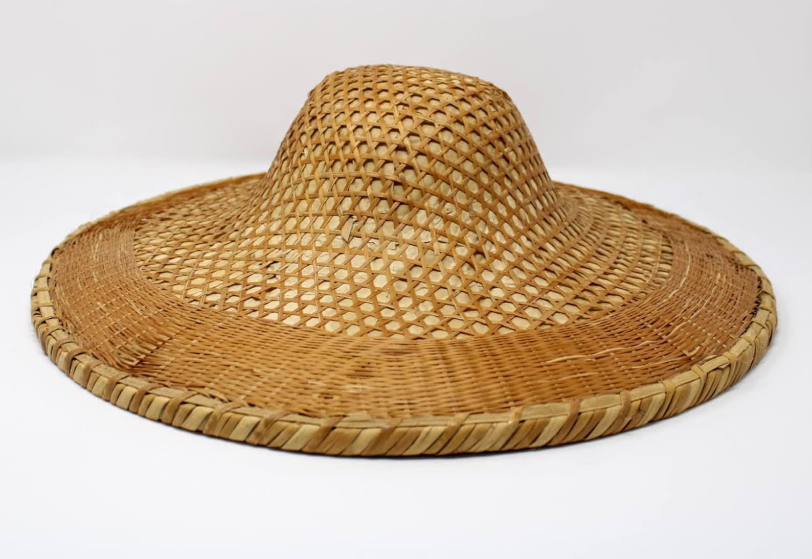 Vintage Woven Rattan Sun Hats Juego de 2 Sombreros cónicos | Etsy