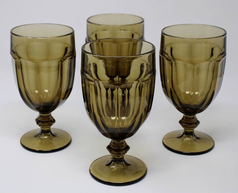 Vintage Brown Libbey Duratuff Gibraltar Water Goblets Tawny Etsy