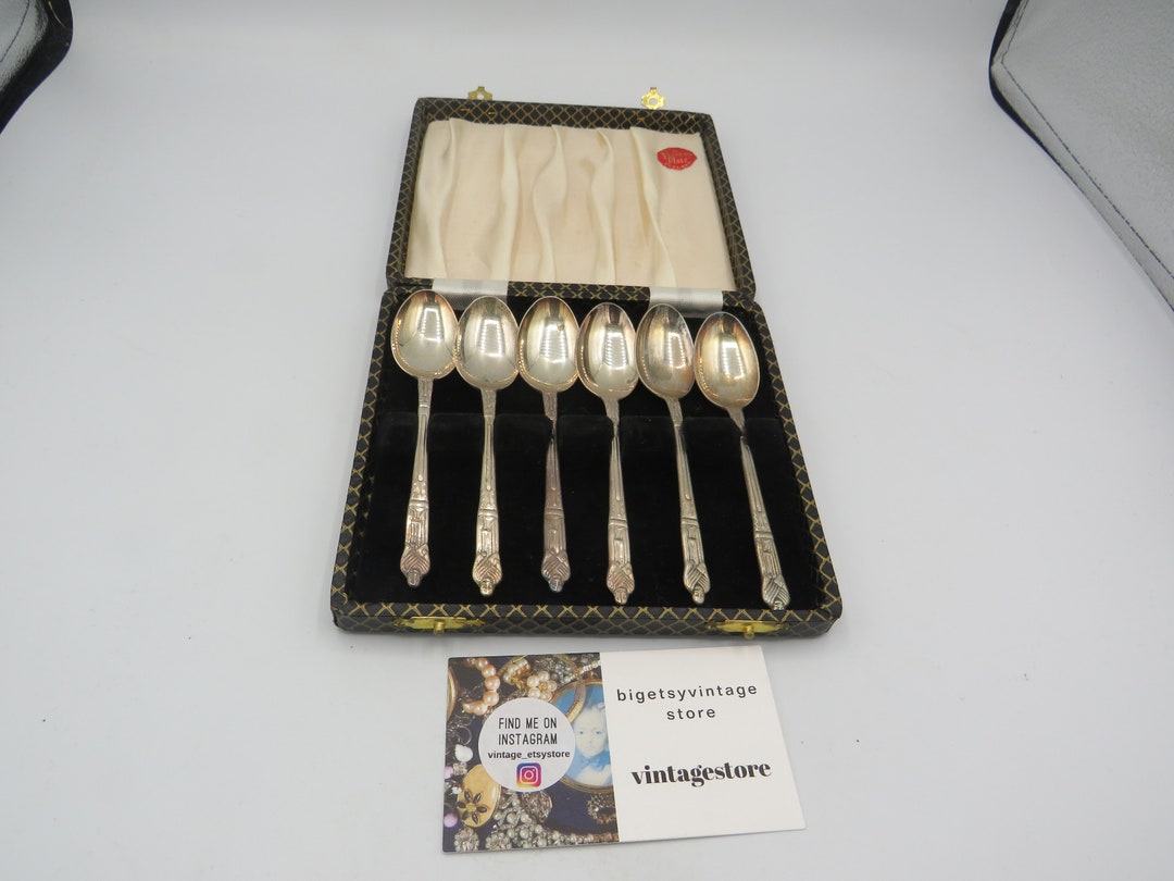 YEOMAN Signed Set of 6 Silver Plated EPNS Spoons, Beautiful Design in ...