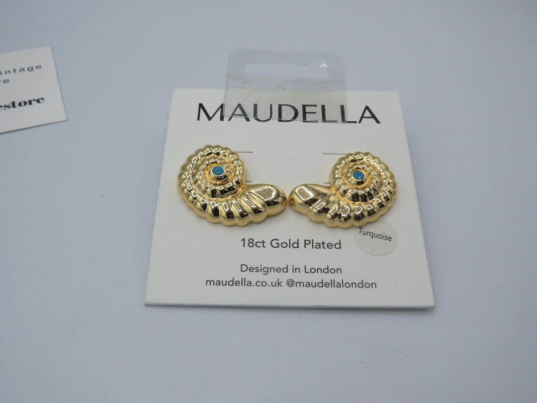 Spectacular 18ct Gold Plated Statement Earrings If the Form a Shell by Maudella, High End ...