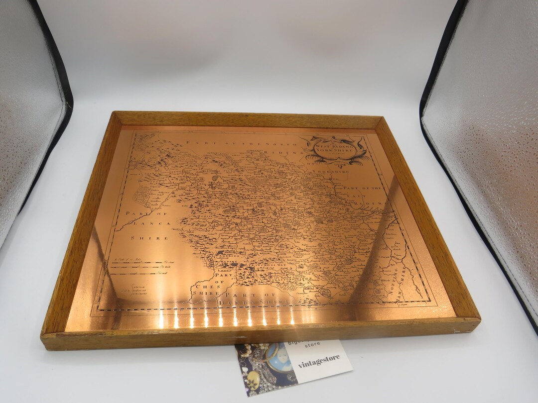 Stunning Framed Etched Copper Map of the West Riding of Yorkshire ...