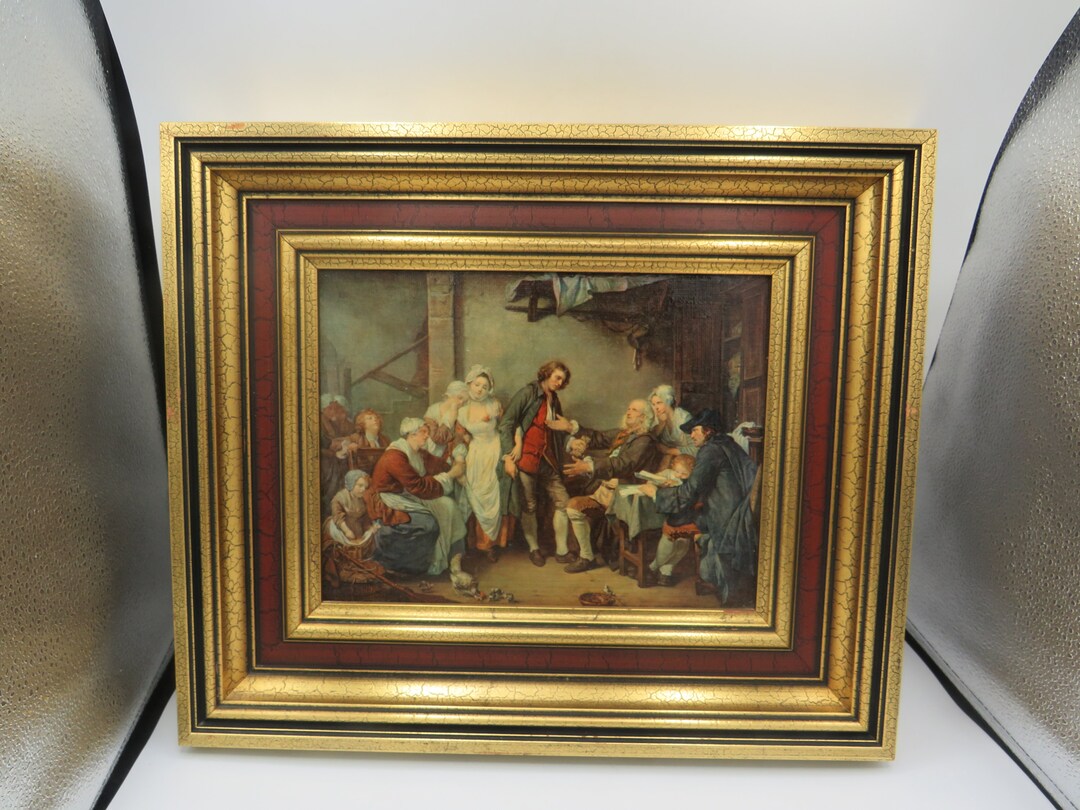 Amazing Framed Painting Based on French Greuze 'the Village Bride ...
