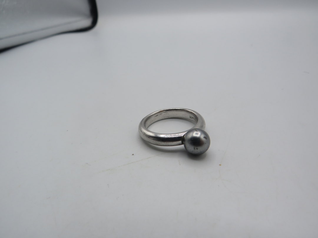 TI SENTO 925 Silver Ring With Faux Grey Pearl, Lovely Statement Piece, Size P, Elegant , Some ...