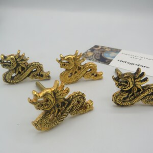 Set of 4 Gold Tone Dragon Draw Handles, 4.5cm in Length, Lovely Design ...