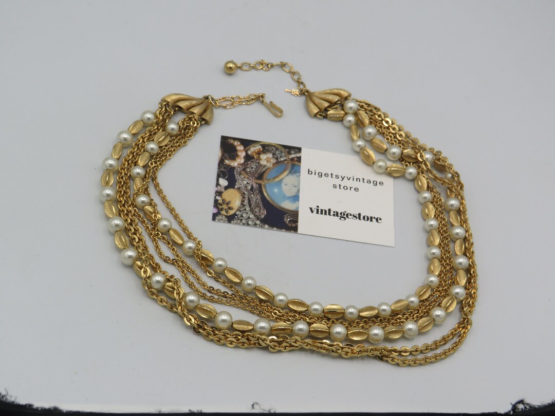 RARE CROWN TRIFARI Stunning Vintage Statement Necklace, Multi Strand ...