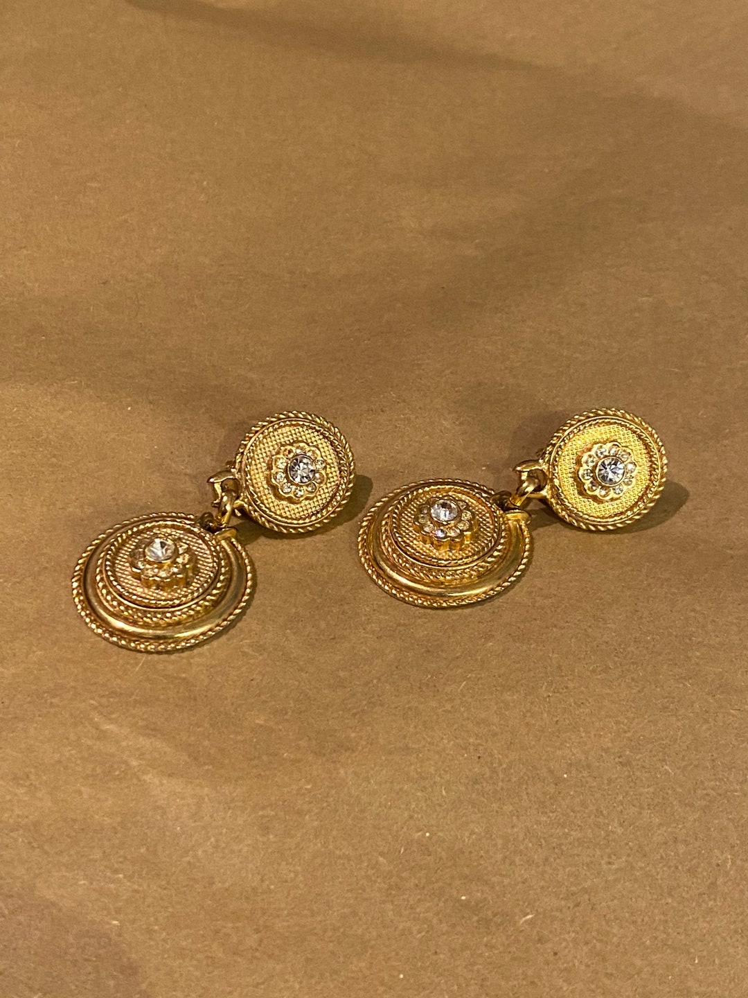 SPHINX SIGNED Rare Gorgeous Gold Tone Disc Earrings - Etsy