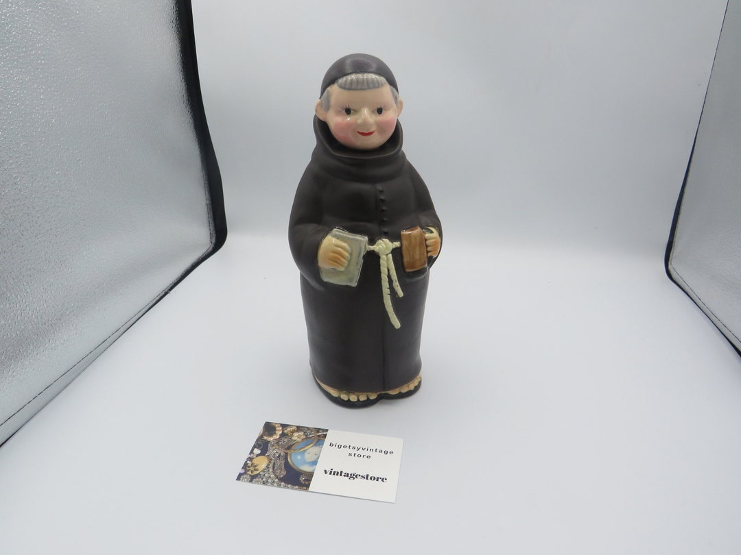 FRIAR TUCK / Friar Monk Hand Painted Decanter, Signed Fairylite Foreign ...