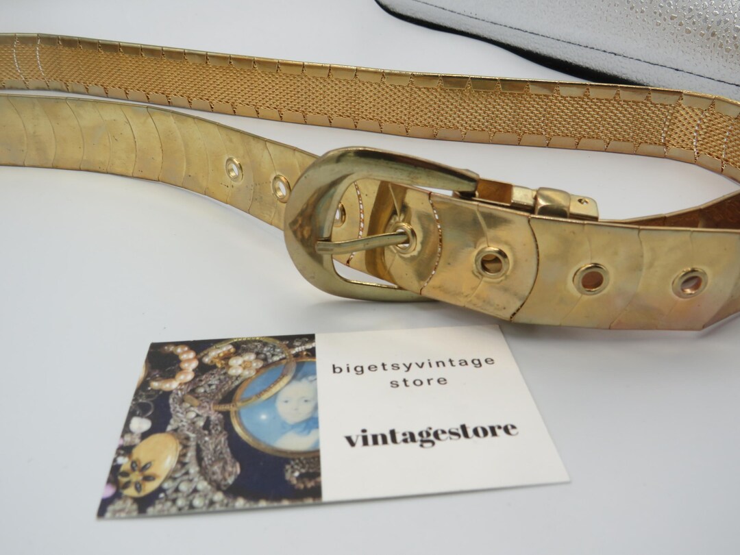 Spectacular RARE Vintage 1970s Gold Tone Panel Belt on Mesh, Lovely ...