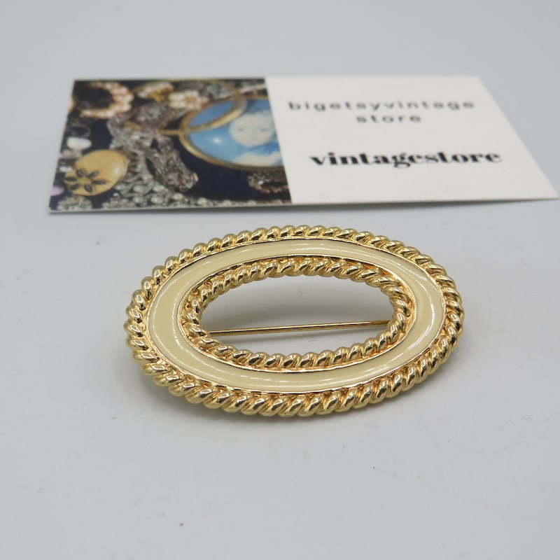 Monet Brooch White Enamel - Etsy UK