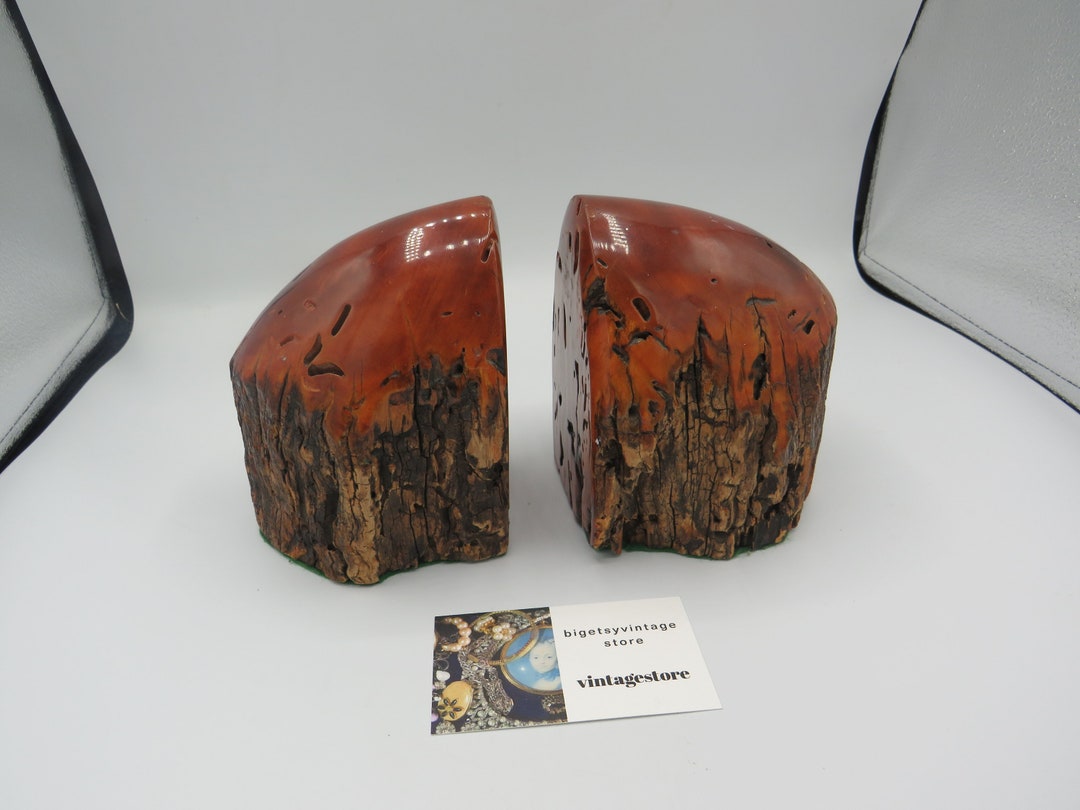 Spectacular Vintage South African Petrified Red-ivory Wood Book Ends ...