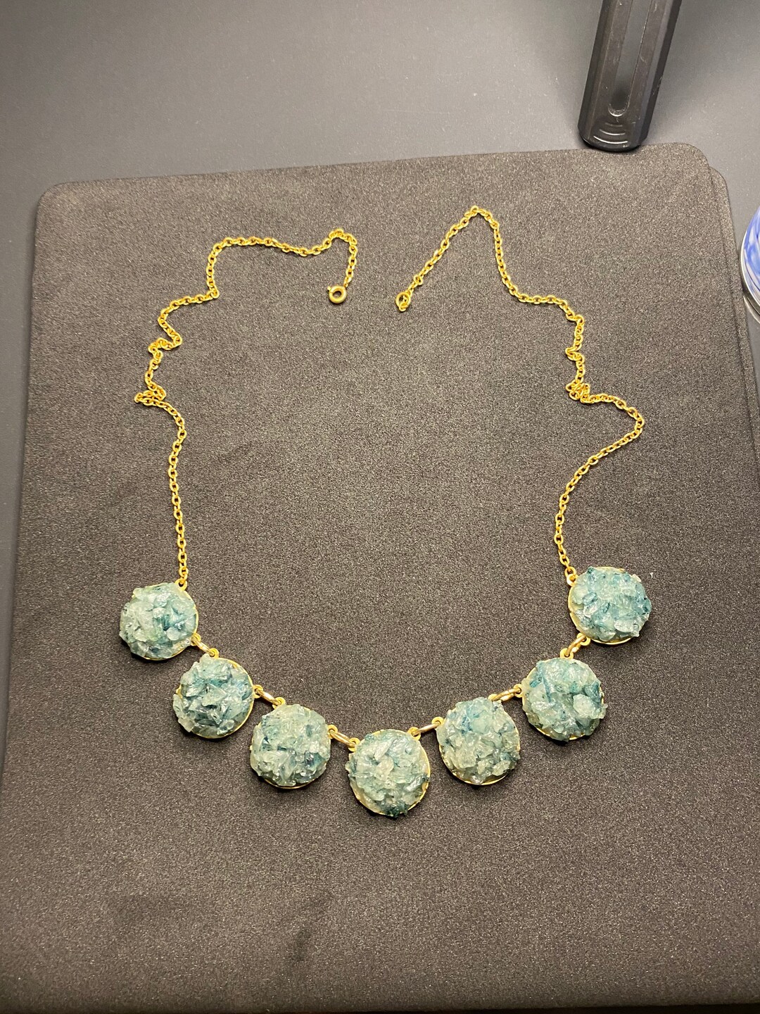 Stunning Stone Chip and Gold Tone Vintage Necklace, Vintage, Vintage ...