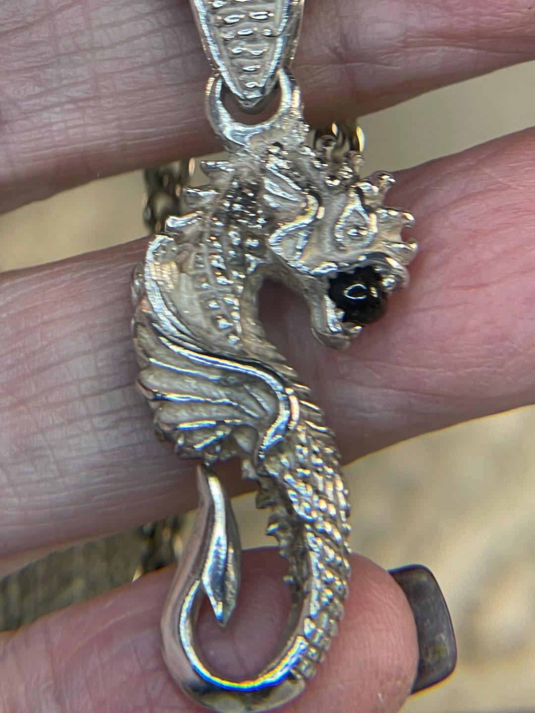 Vintage Sterling Sea Dragon With Chain - Etsy