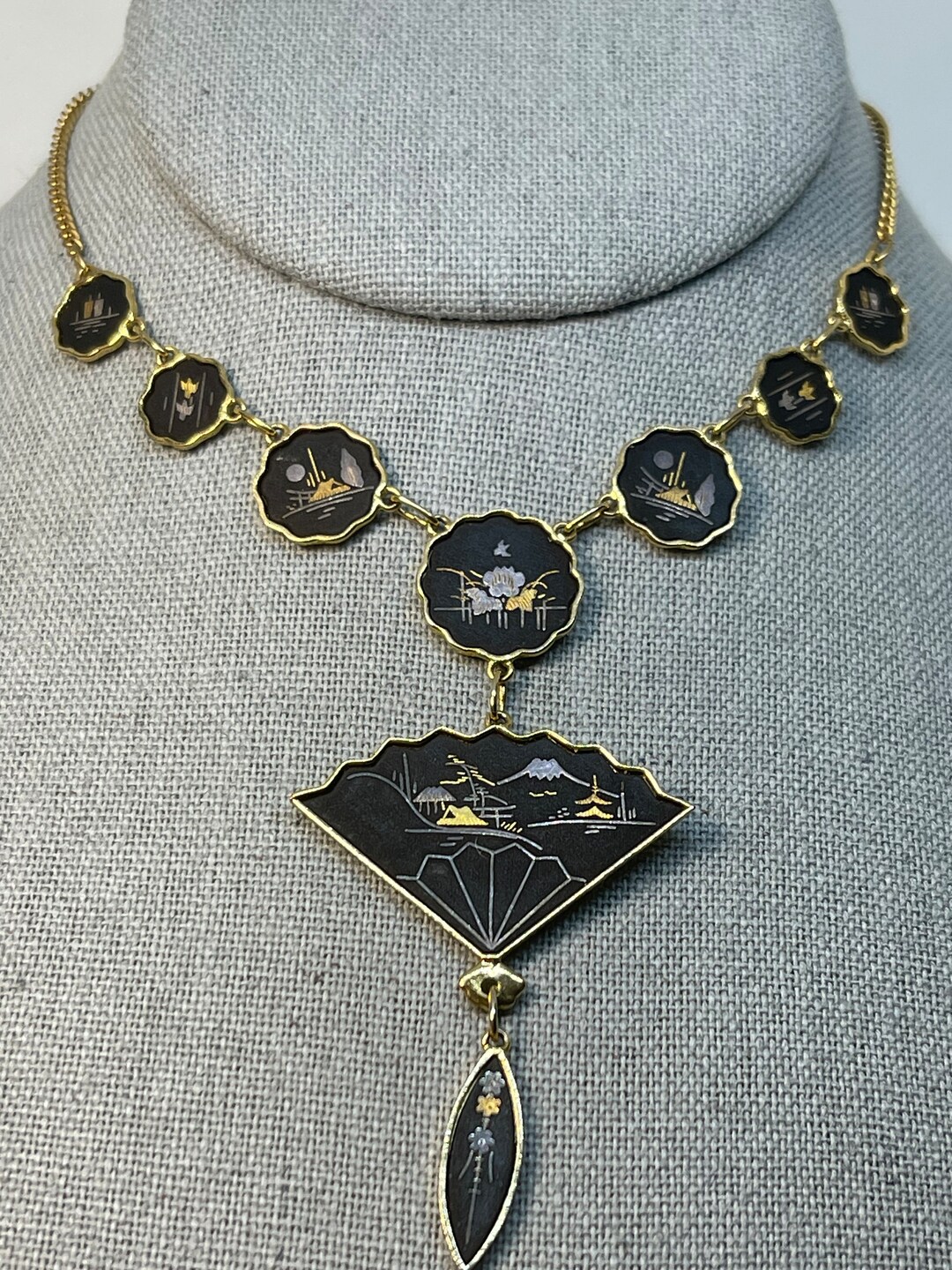 Vintage Damascene Necklace,bracelet and Earring Set - Etsy