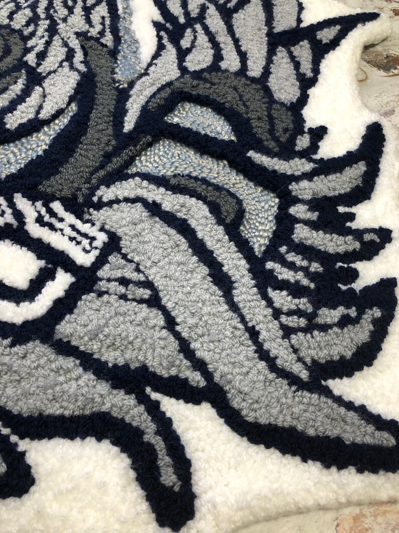 Handmade Punch Needle Quetzalcoatl Dragon Tufted Rug - Etsy UK