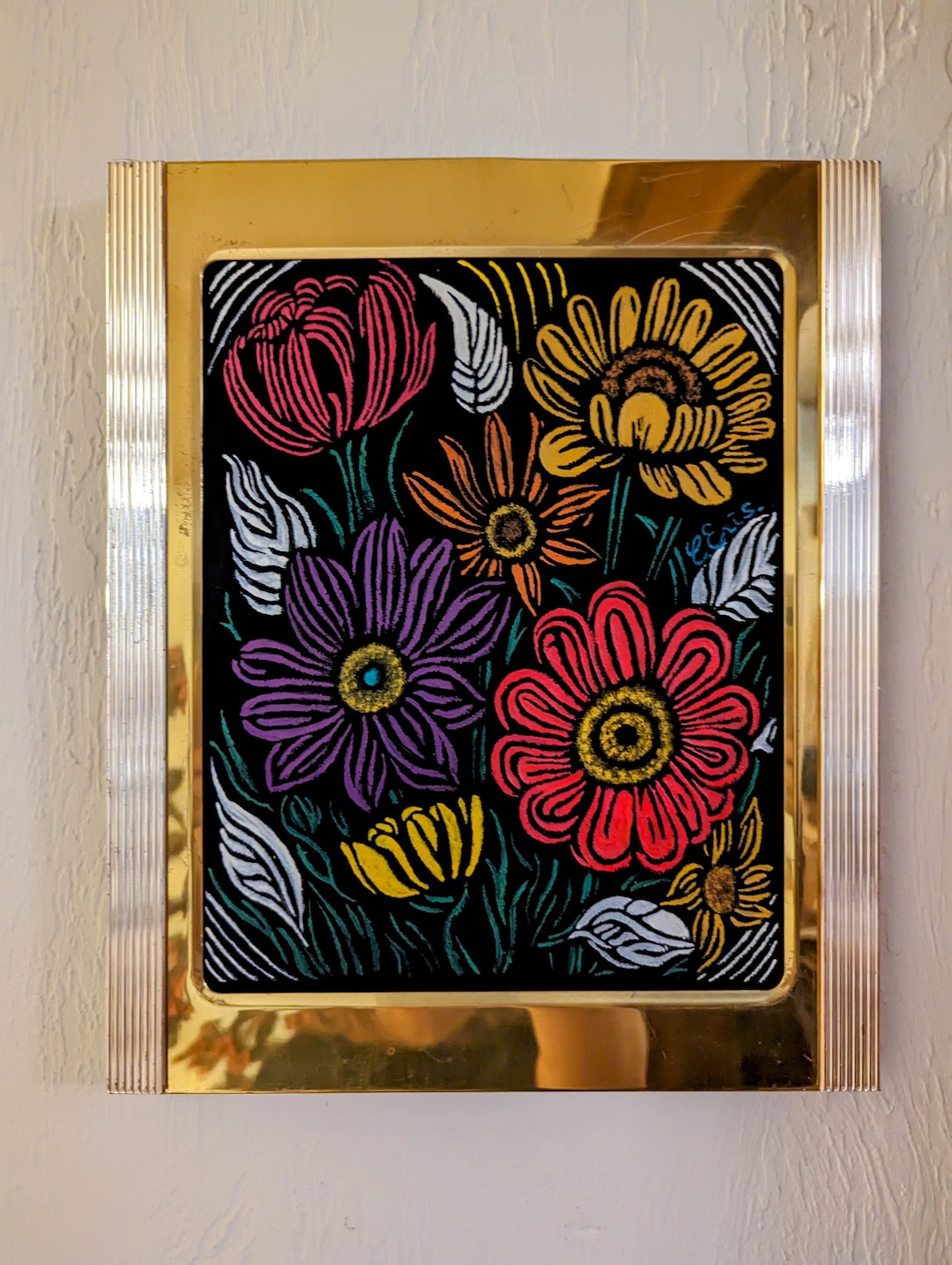 Original Black Velvet Paintings of Flowers - Etsy