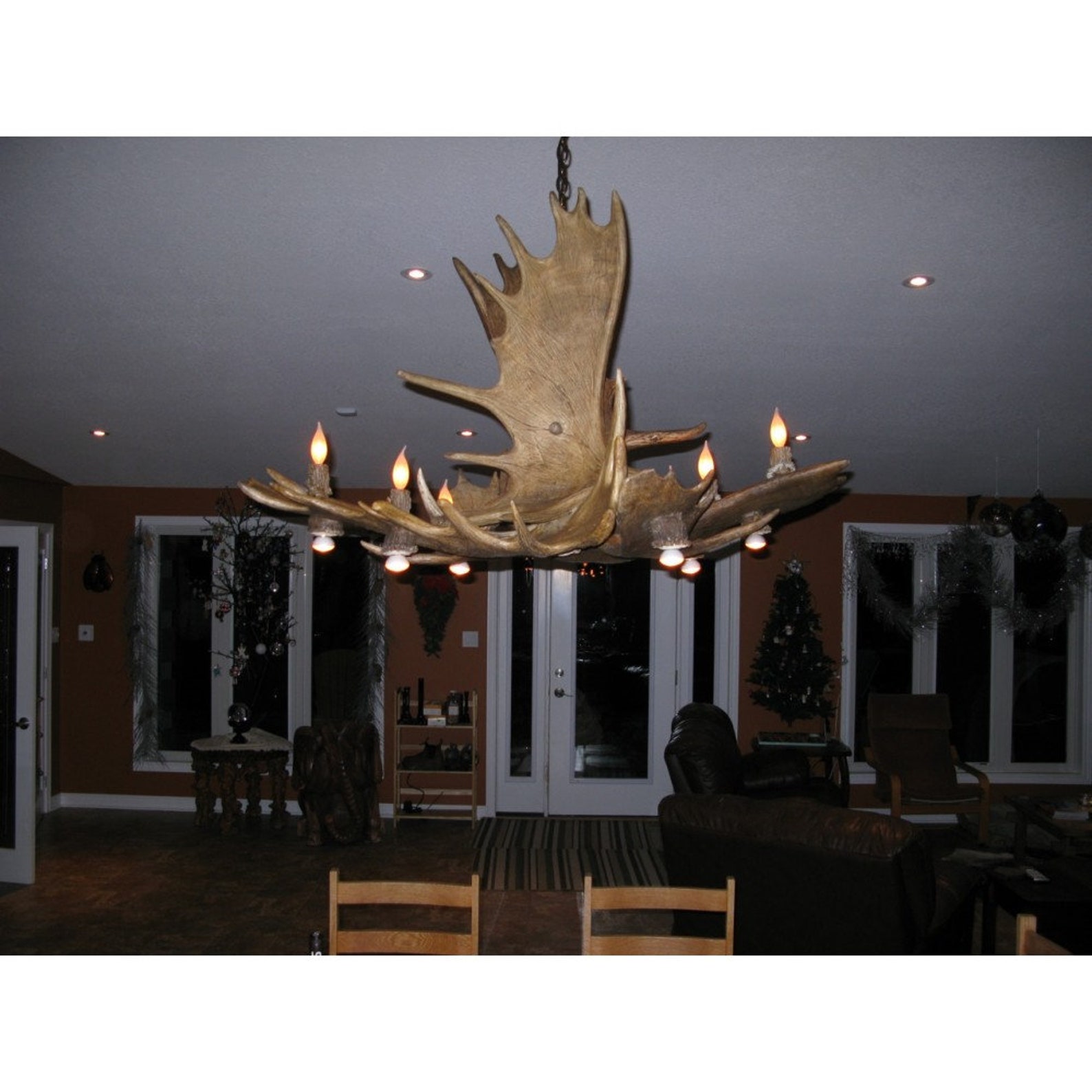 MOOSEPL-8 Real Antler Moose Pool Table Chandelier - Etsy Canada