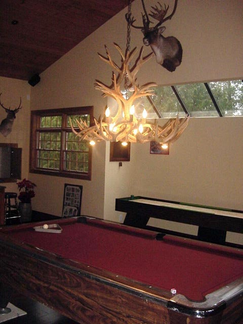 MDINVOB-6 Real Antler Mule Deer Pool Table Oval Chandelier With 3 ...
