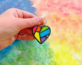 LGBT Ally Hidden Message Rainbow Heart Keychain | Etsy