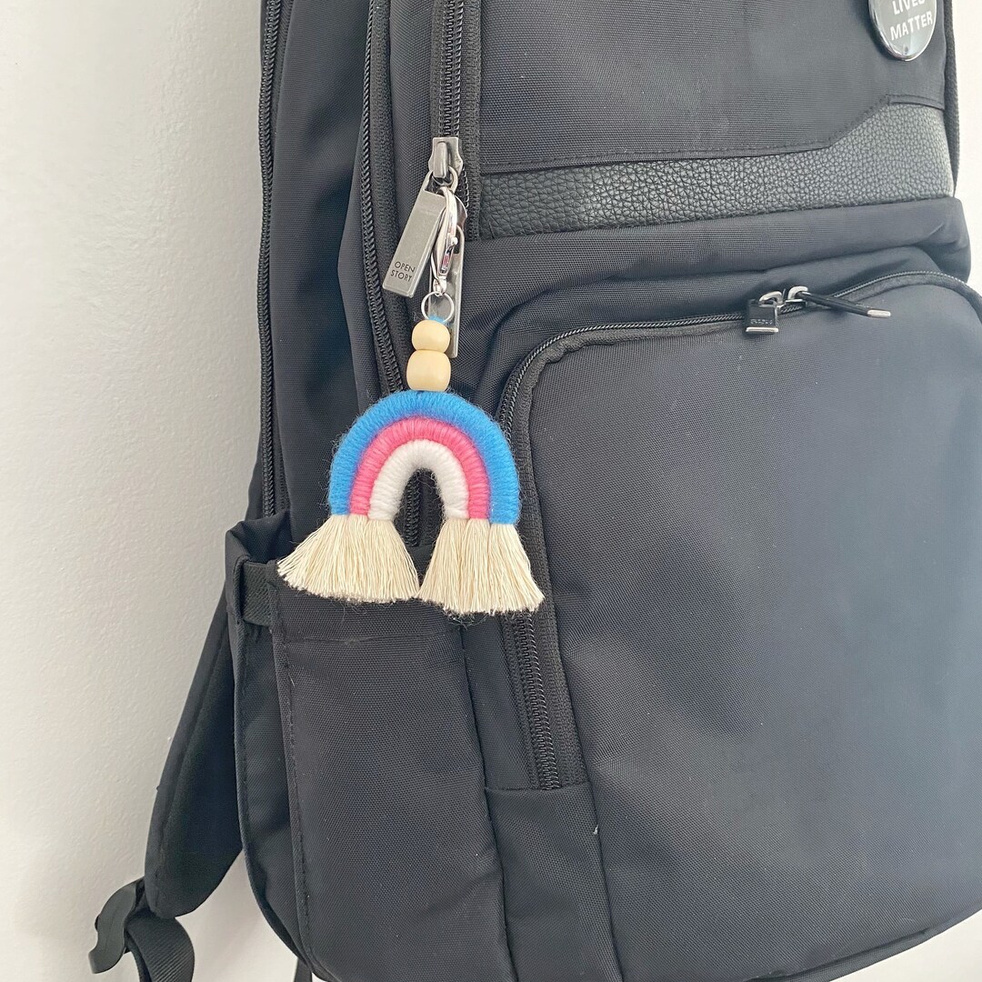 Mini Subtle Transgender Macrame Rainbow Keychain Trans Pride Flag ...