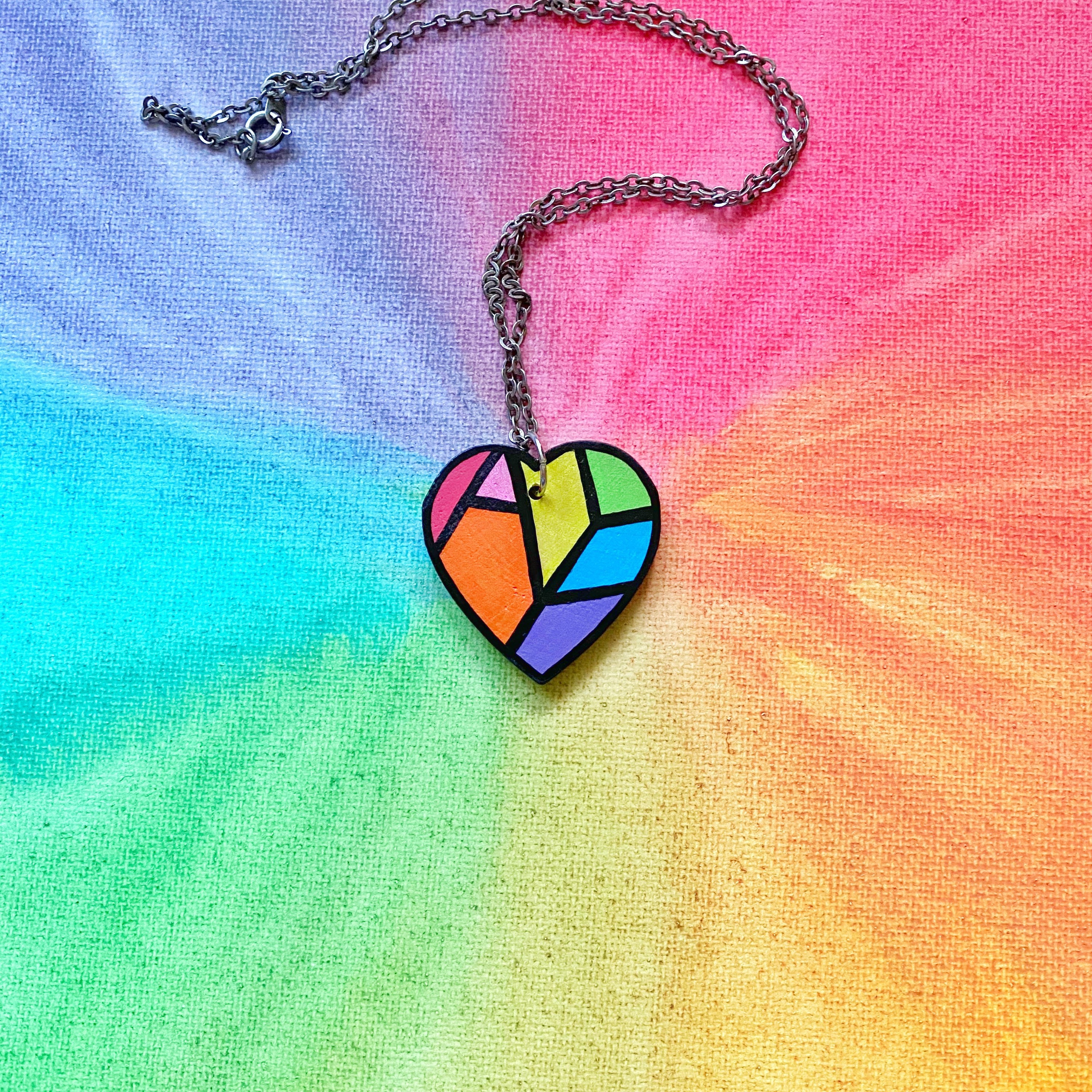 LGBT Ally Hidden Message Rainbow Heart Necklace LGBT Pride | Etsy