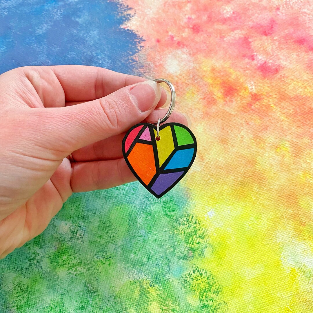 LGBT Ally Hidden Message Rainbow Heart Keychain - Etsy