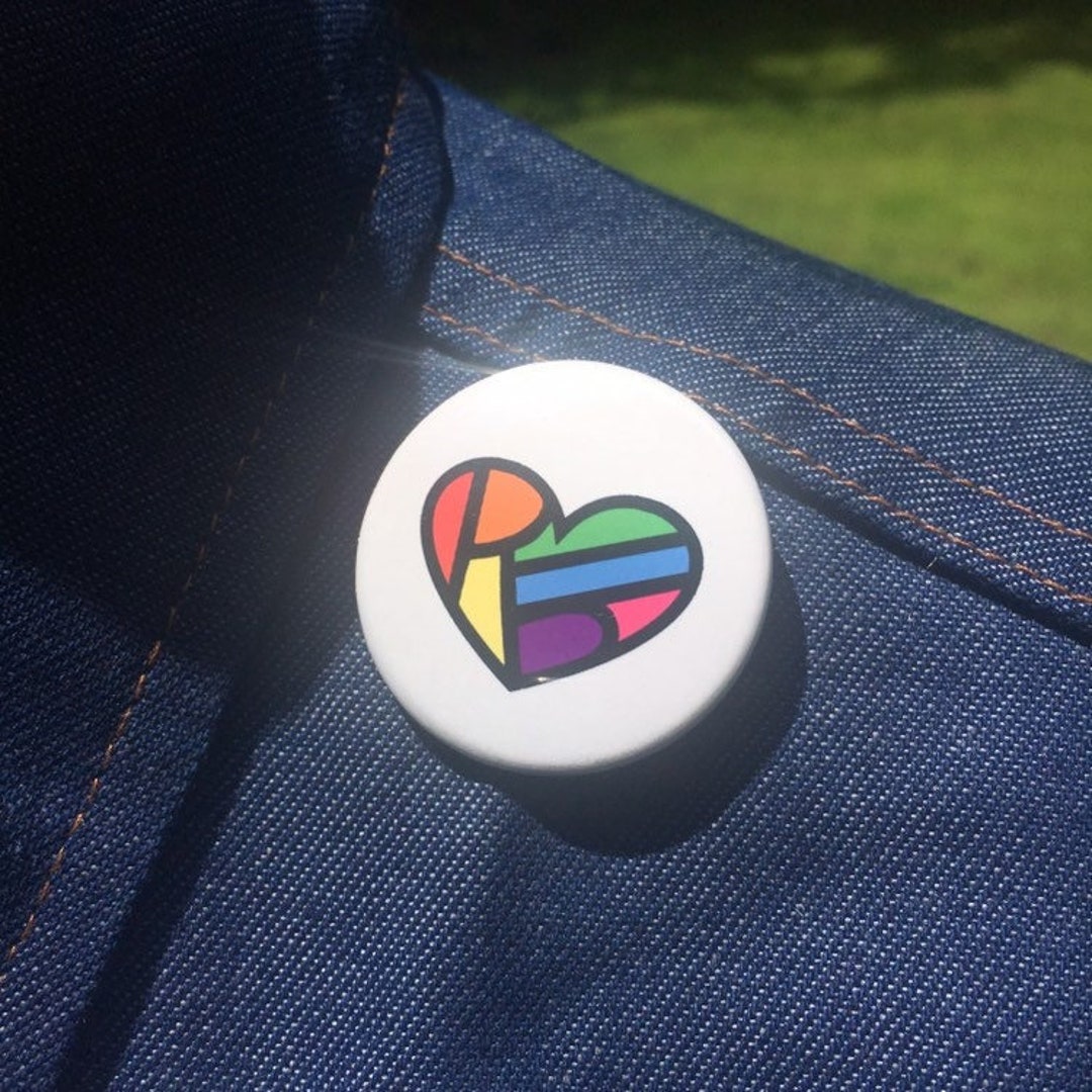 1.5 LGBT Pride Hidden Message Rainbow Heart Pin Gay - Etsy