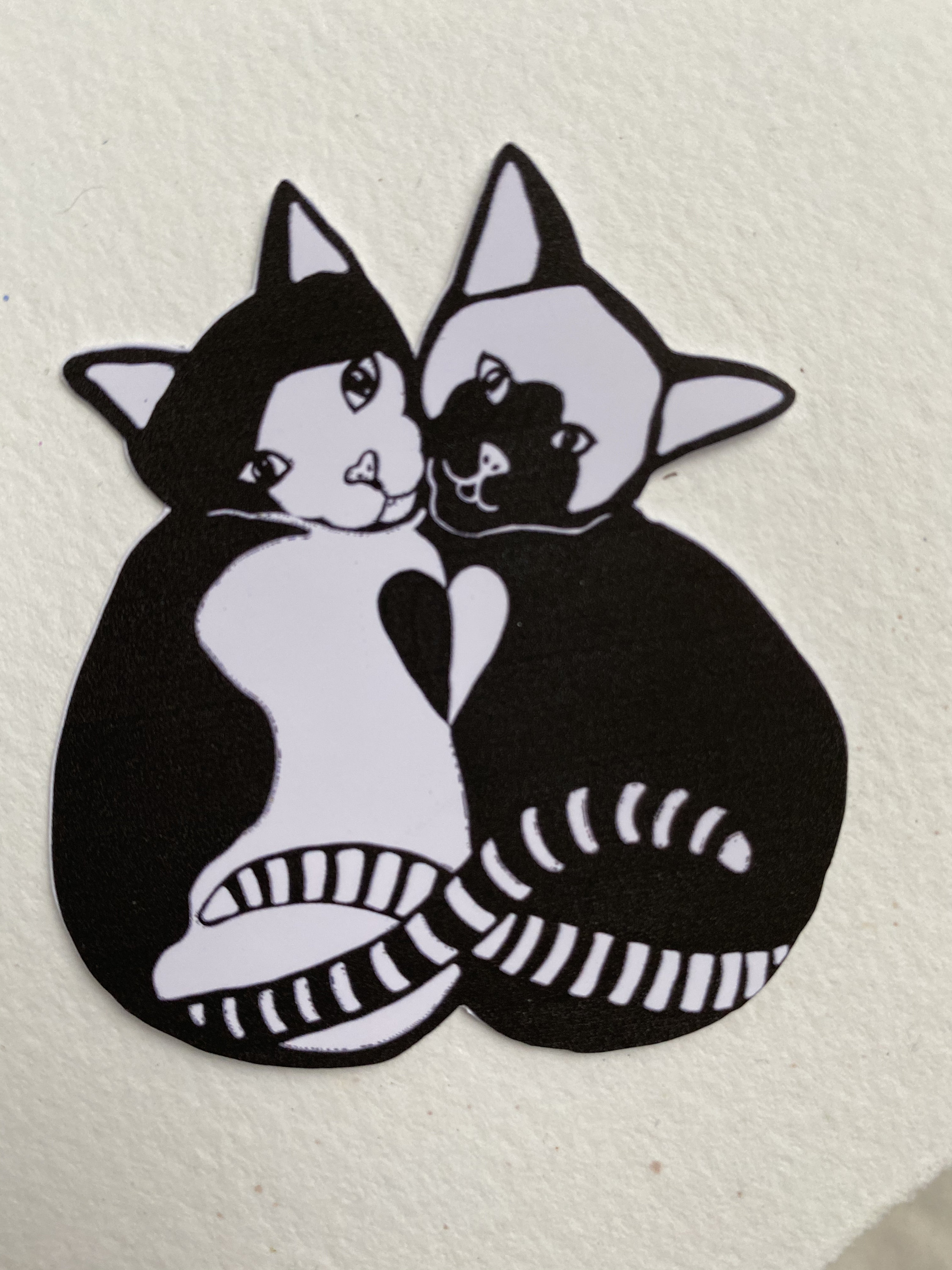 Cats With Heart Decal Vinyl Stickers Illustration - Etsy UK