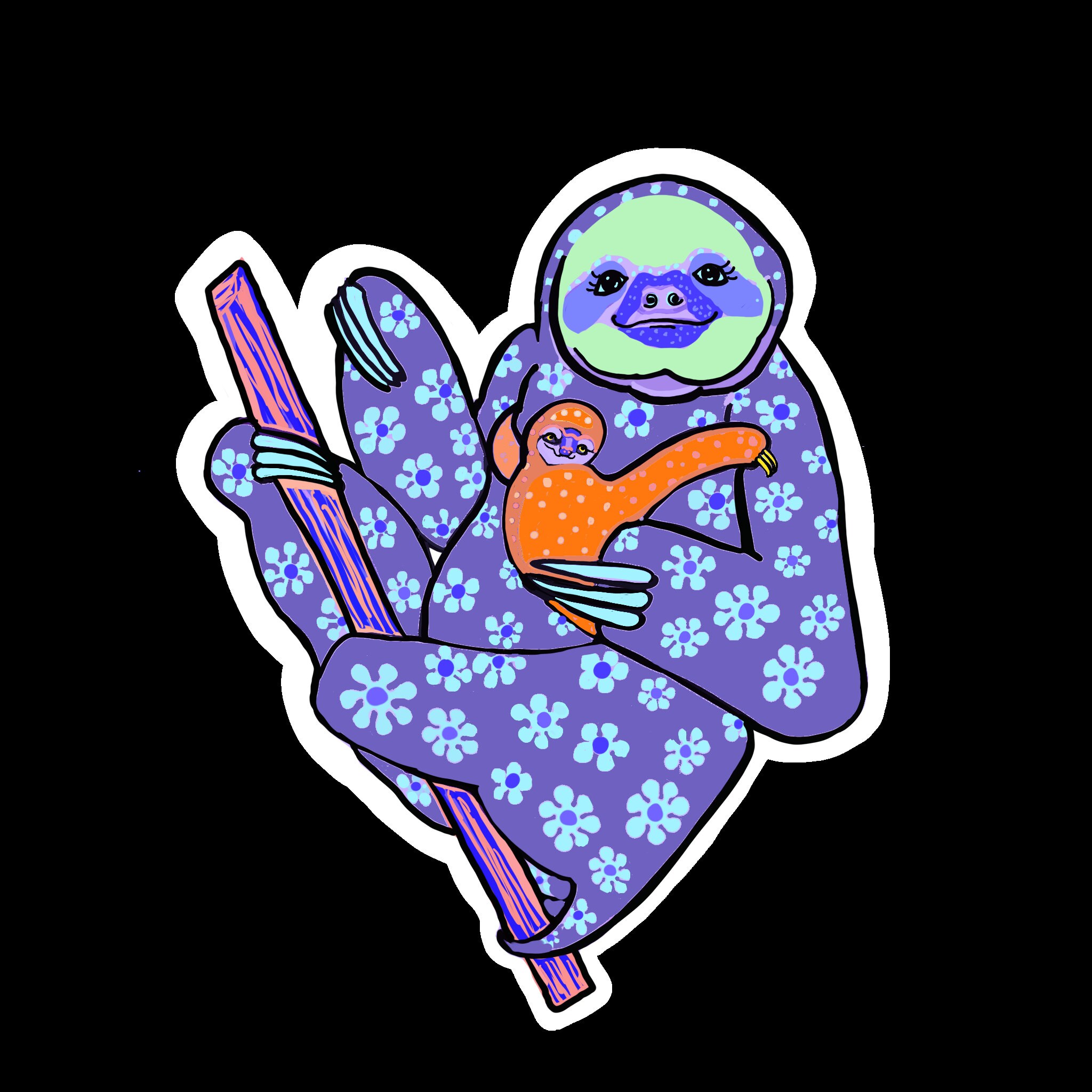 1 Colorful Sloth Baby Sloth Vinyl Decal Stickers, Planner Stickers ...
