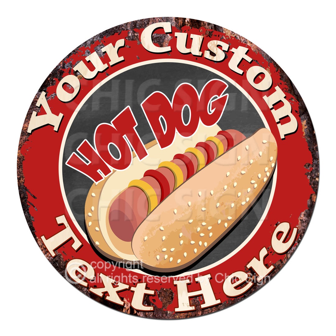 Custom Hot Dog Metal Sign, Personalized American Fast Food Wall Decor ...