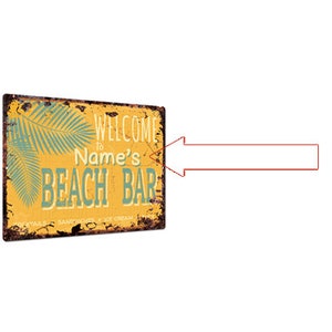 Custom Yellow Beach Bar Metal Sign, Personalized Bar Tavern Kitchen ...