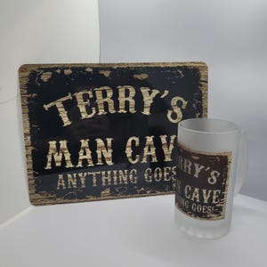 Custom Black Rustic Wood Design Metal Rectangle Sign, Personalized Home ...