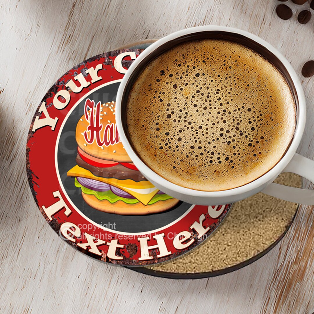 Custom Hamburger Mdf Wood Coaster Design, for Cold and Hot Drinks ...